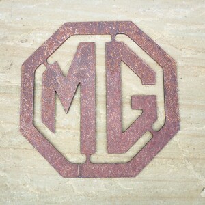 Rusty Metal MG BADGE SIGN Garden Ornament Rustic Vintage Gift Birthday ...
