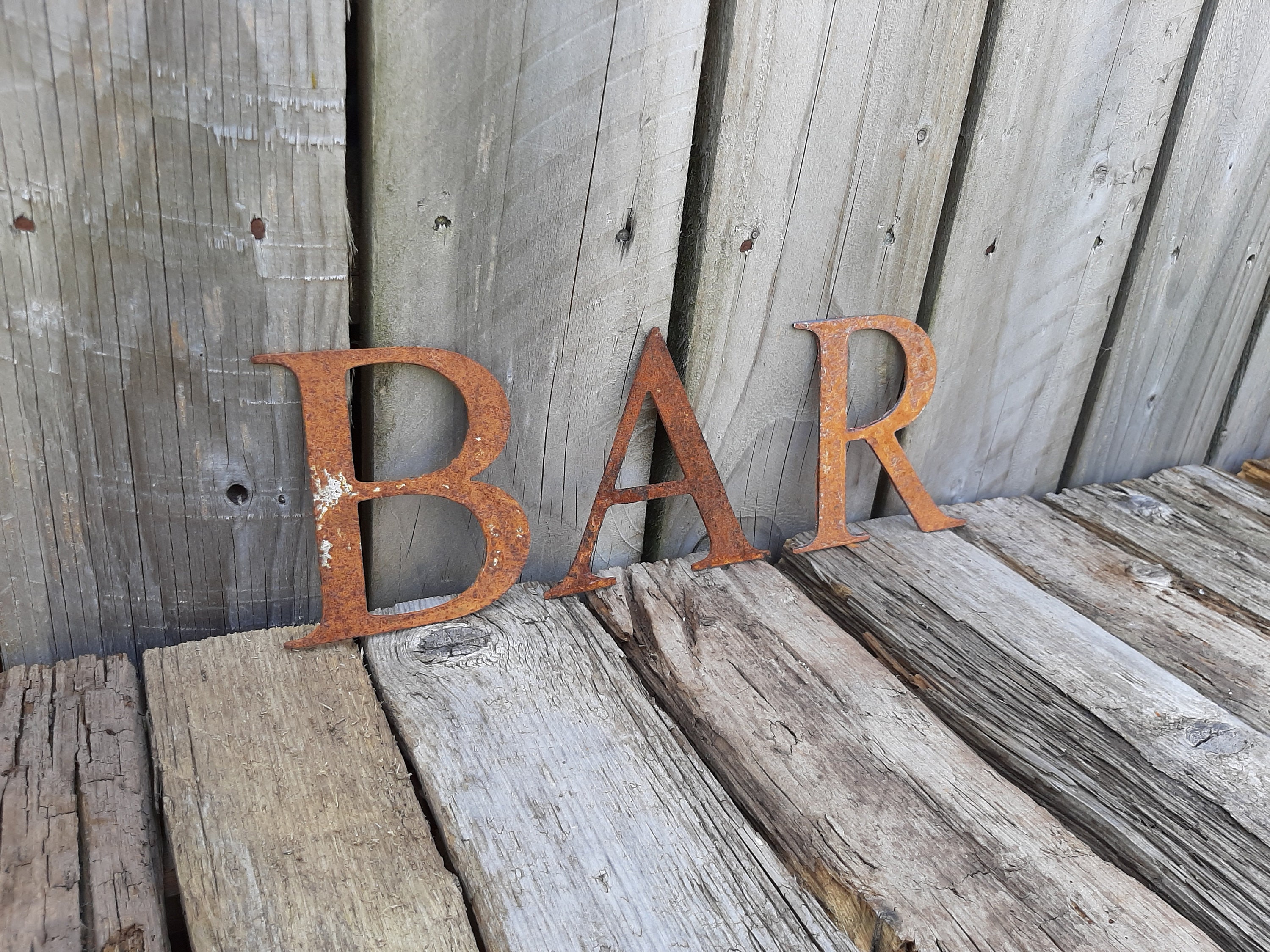 5 Rusty BAR Sign Classic Font Letters Metal Word Rustic - Etsy UK