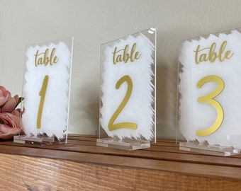 Acrylic Table Number With Painted Back Wedding Table Sign | Etsy