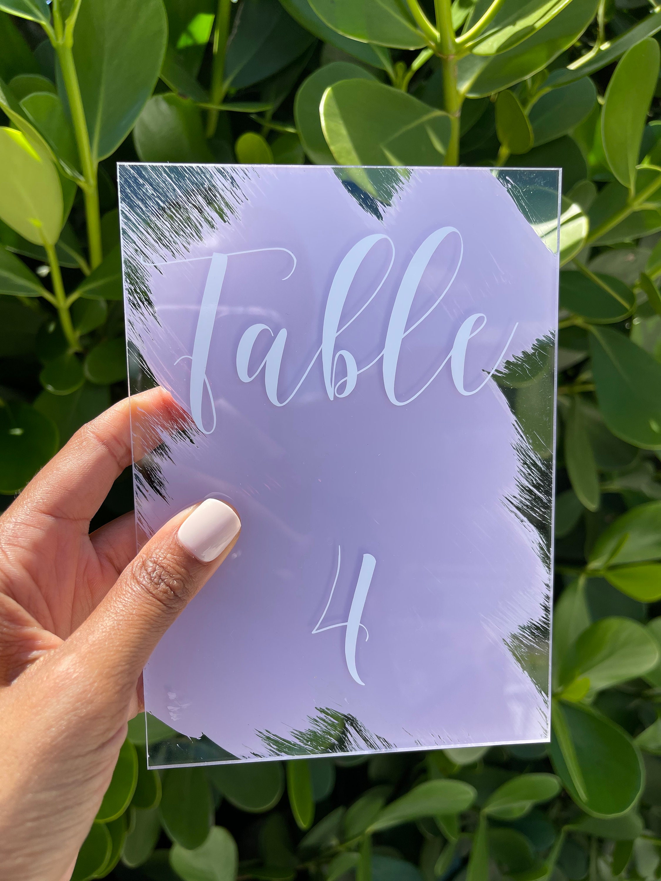 Acrylic Table Number With Painted Back | Wedding Table Sign With ...