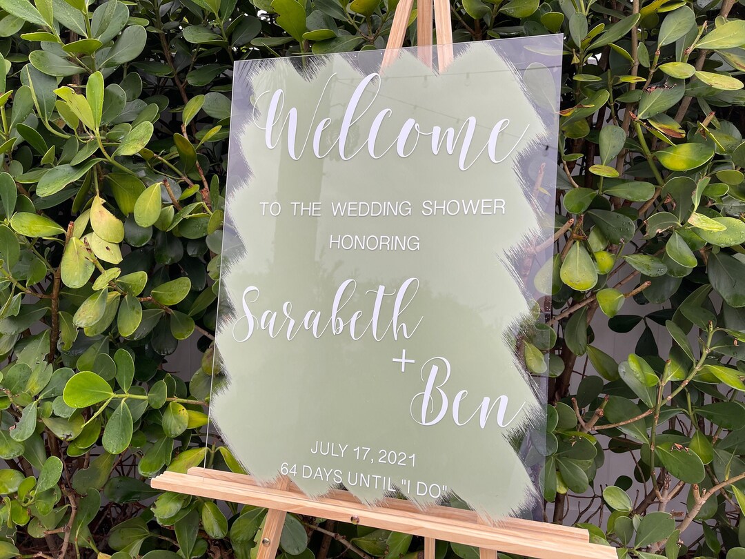 Personalized Wedding Shower Welcome Sign With Painted Back | Brushed ...