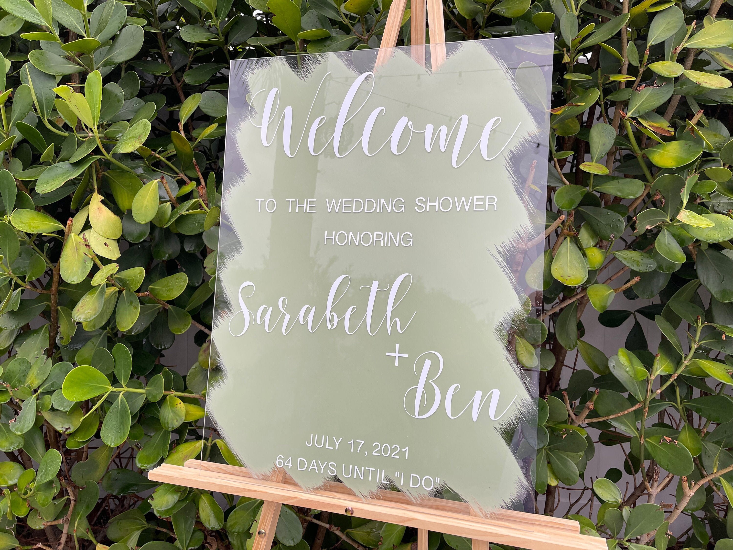 Personalized Wedding Shower Welcome Sign With Painted Back | Brushed ...