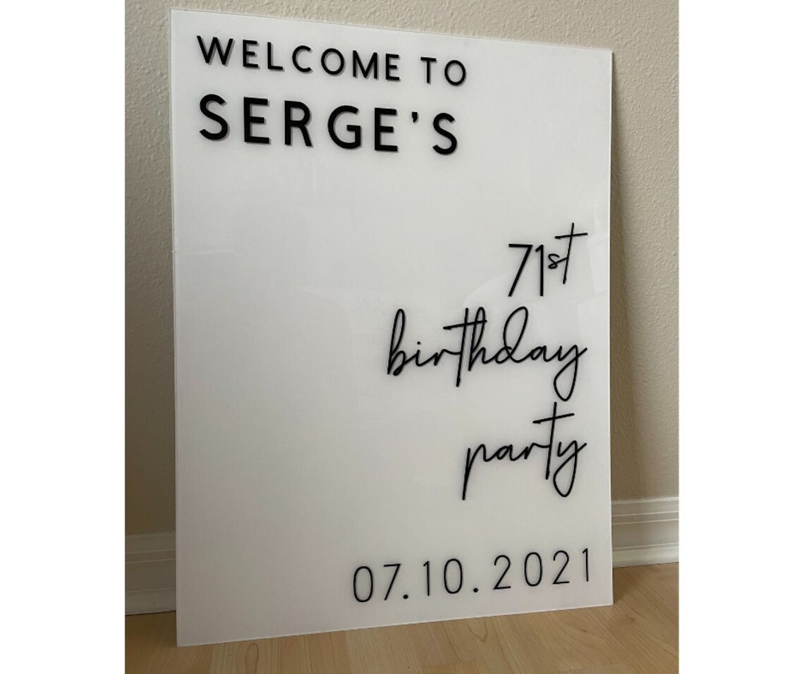 Personalized Birthday Party Welcome Sign Acrylic Birthday | Etsy