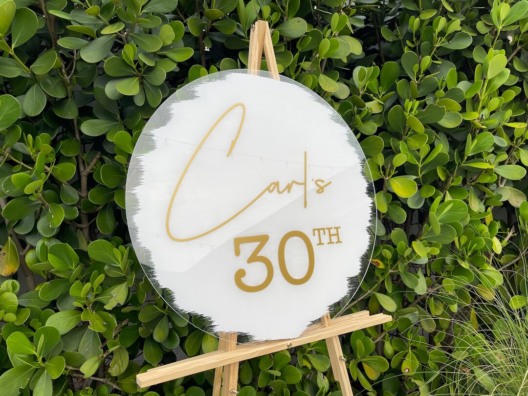 Acrylic Birthday Party Sign With Painted Back Acrylic Round Sign 30th ...