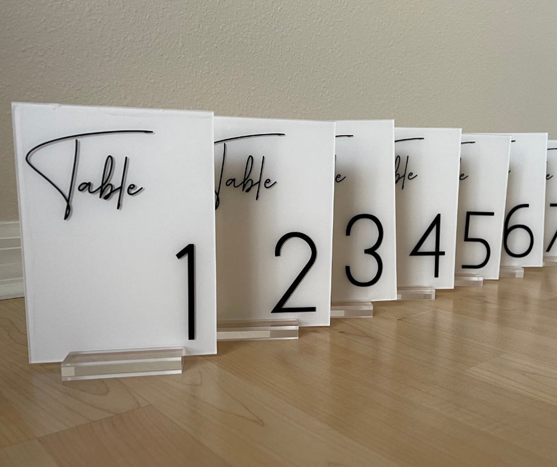 Minimalist Acrylic Table Number With Painted Back Wedding - Etsy