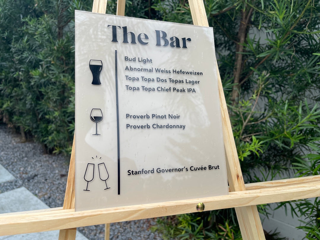 Custom Bar Sign | Unique Acrylic Bar Menu | Personalized Bar Sign ...