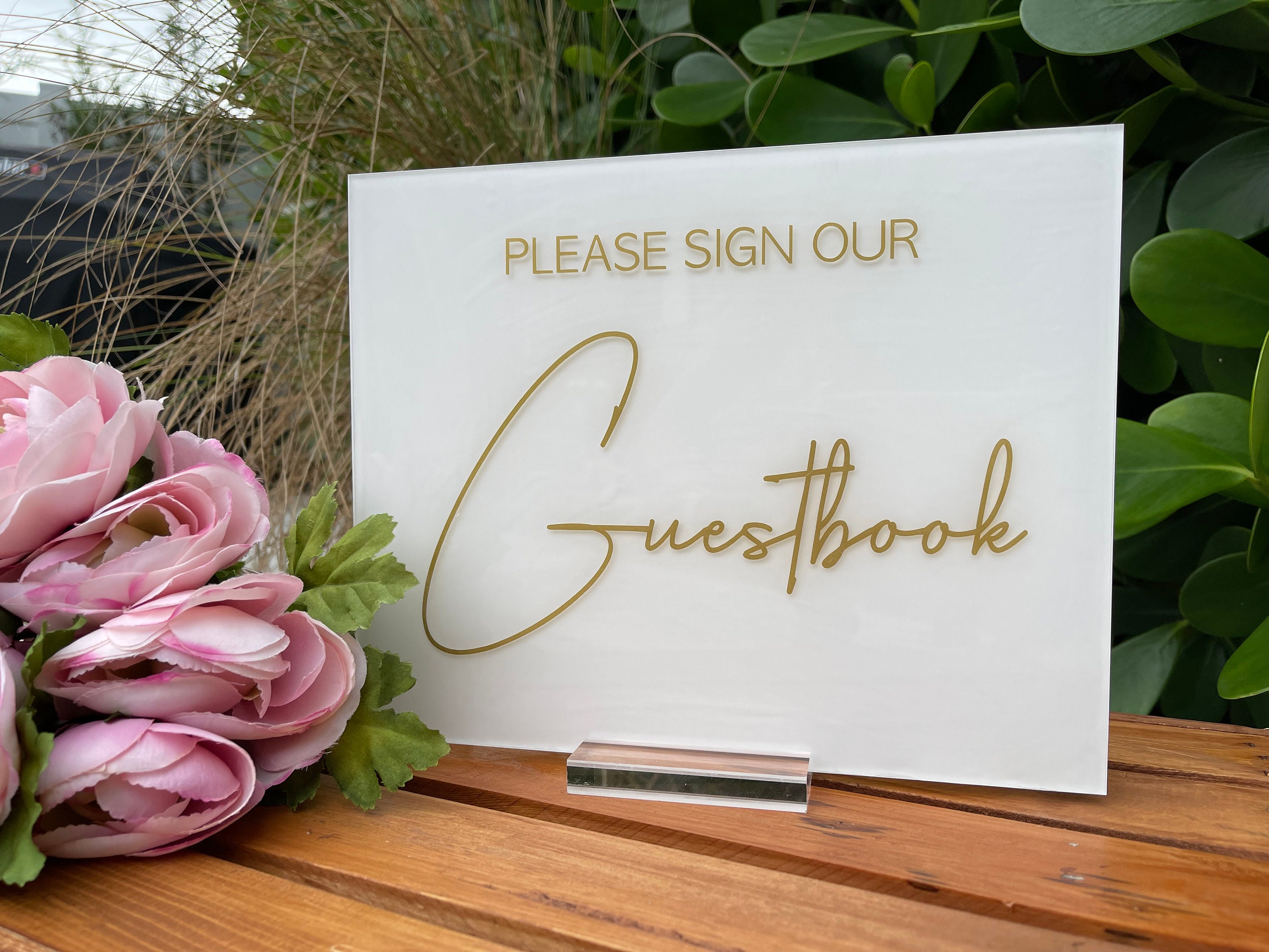 Guestbook Acrylic Sign | Please Sign Our Guestbook | Modern Wedding ...