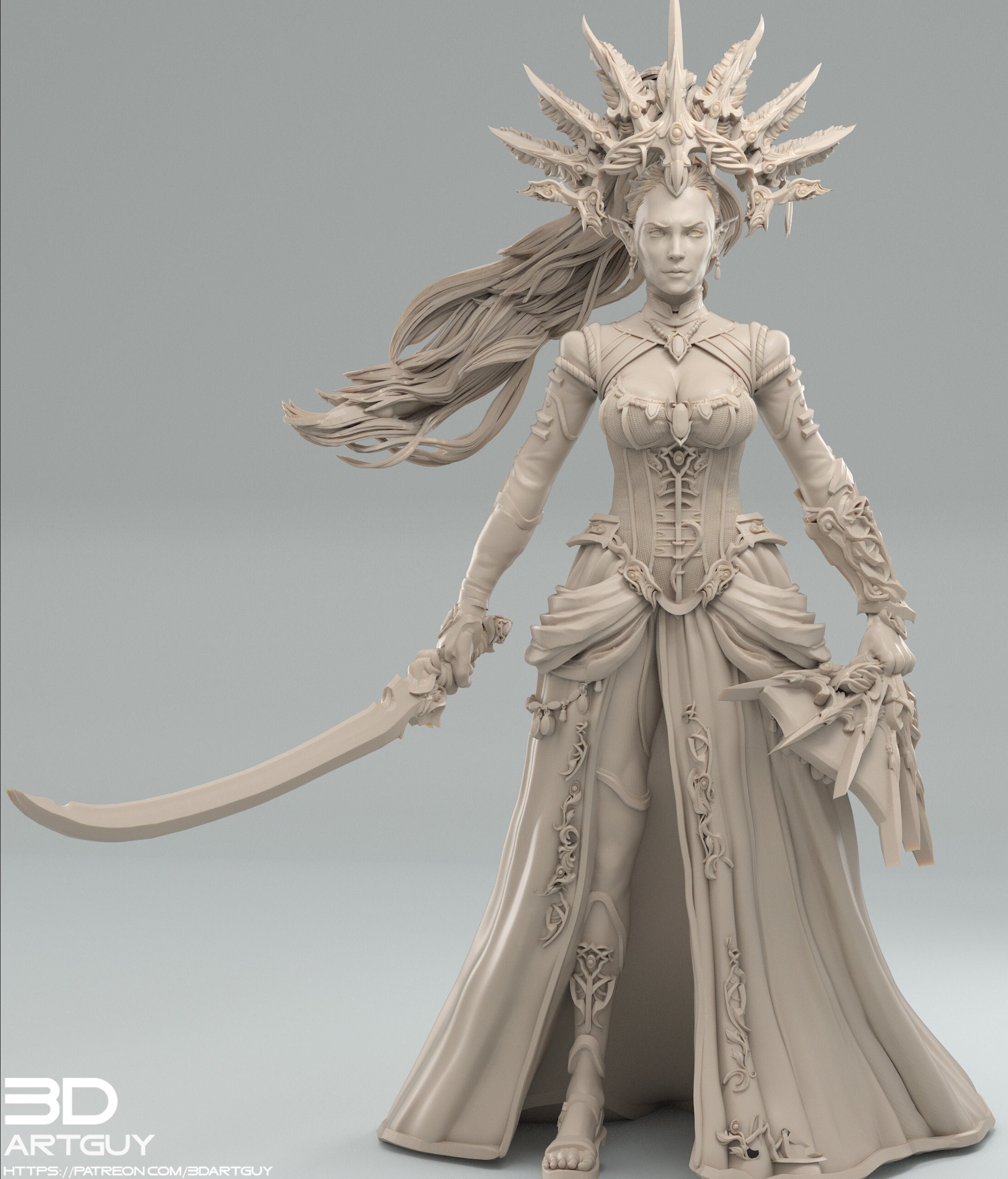 Space Elf Female 3d Printed Model By 3dartguy Etsy Australia