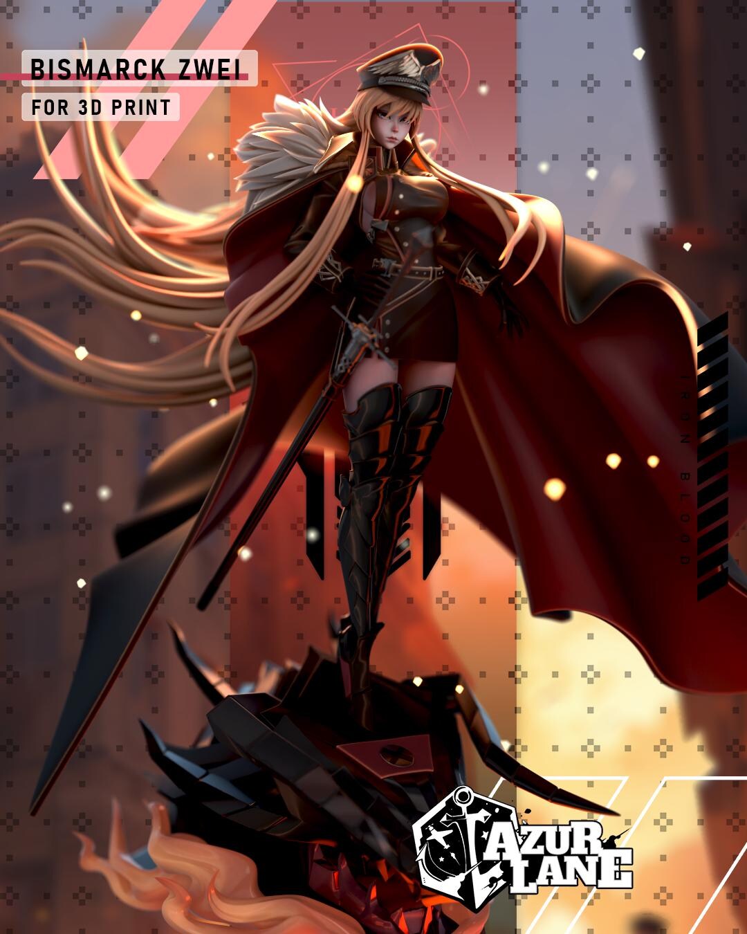 Bismark Zwei (azur Lane) UNPAINTED 3D Printed DIY Resin Statue Kit ...