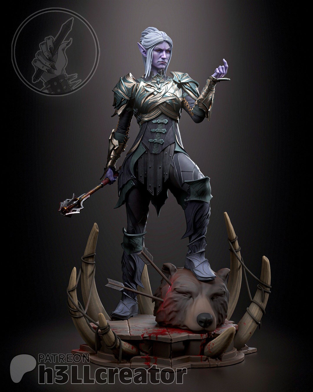 Minthara, Drow Cleric 3D Printed DIY Resin Statue Kit / Figurine / Miniature [by H3ll Creator ...