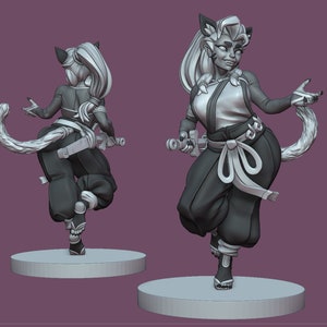 Nisha, Catgirl 3d Printed Model by Gaz Minis - Etsy