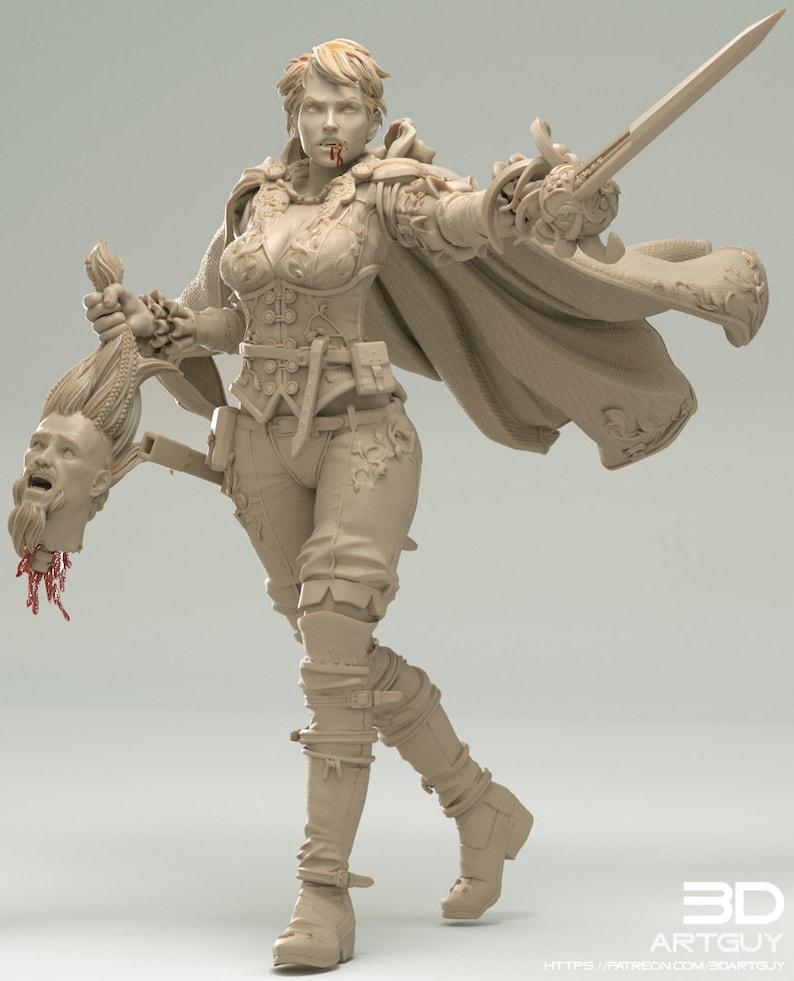 Vampire Lady 3d Printed Model By 3dartguy Etsy