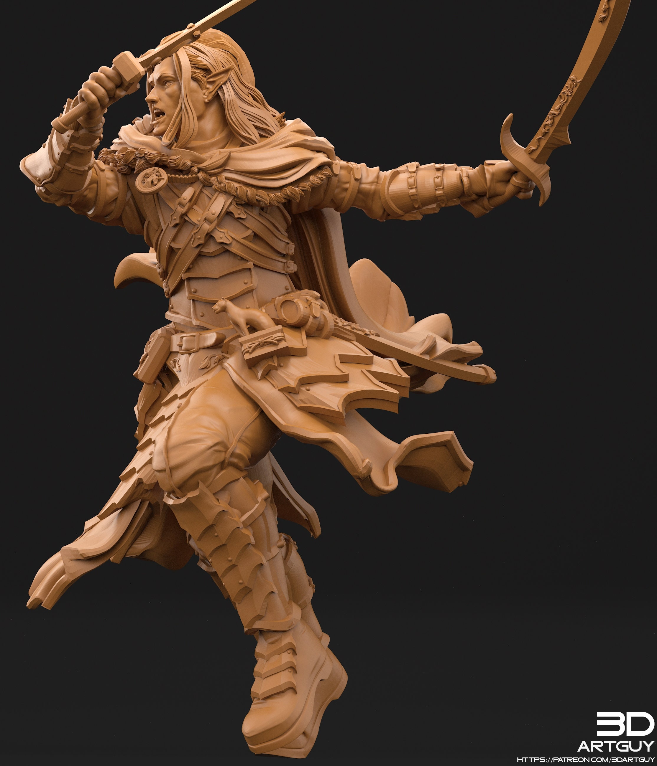 Elf Drow Ranger 3d Printed Model By 3dartguy Etsy Australia