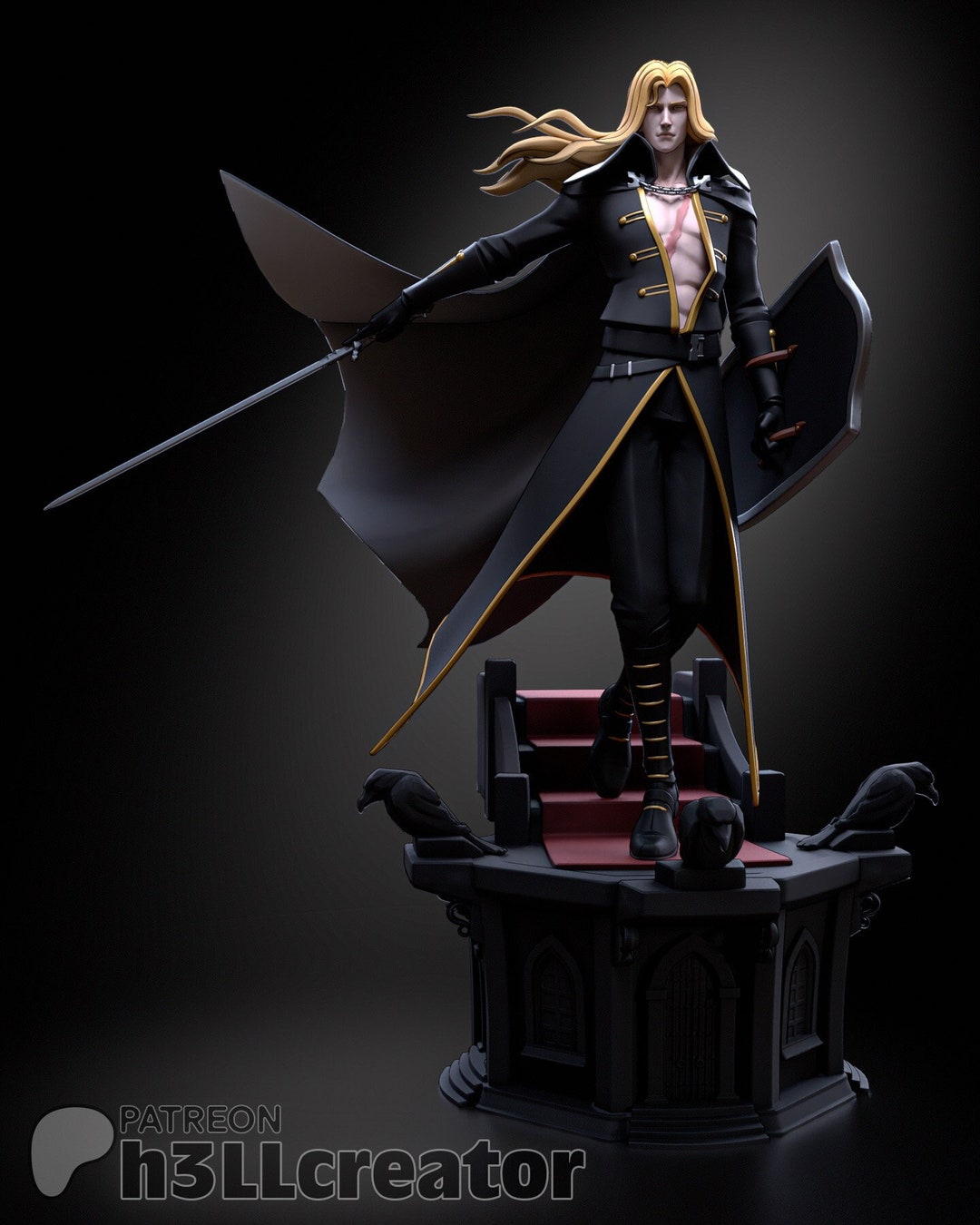 Alucard, Vampire 3D Printed DIY Resin Statue Kit / Figurine / Miniature ...