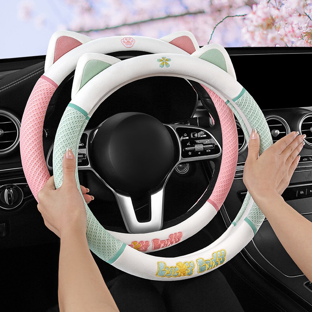 Cute Cat Ear Steer Wheel Cover Embroidery Steering Wheel - Etsy