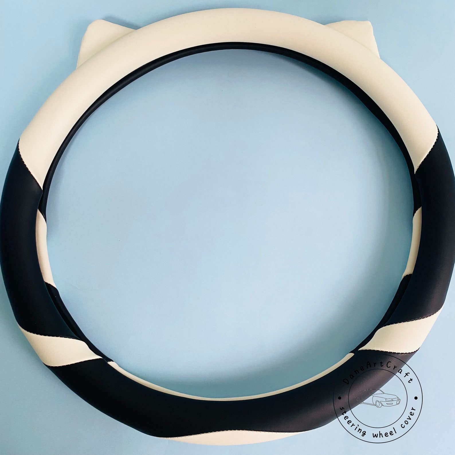 Cute Cat Ear Steering Wheel Cover, Creative Black White Steering Wheel ...