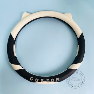 Cute Cat Ear Steering Wheel Cover, Creative Black White Steering Wheel ...