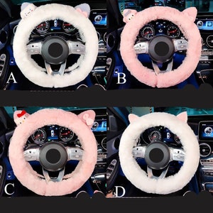 Cute Warm Plush Steering Wheel Cover for Women, Steering Wheel Cover ...