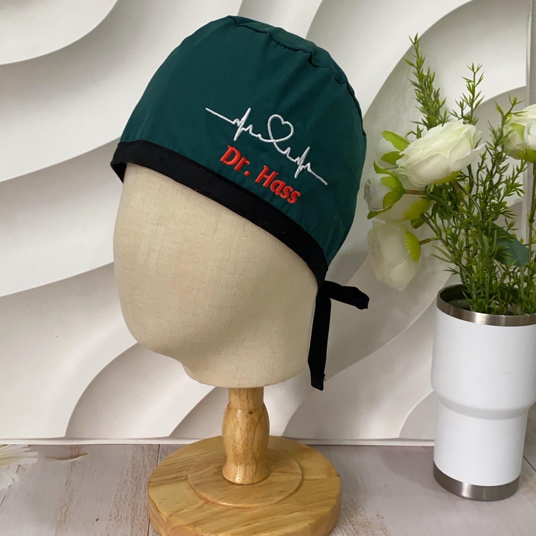 Custom Embroidery Scrub Hat With Name, Physician Surgery Scrub Cap ...