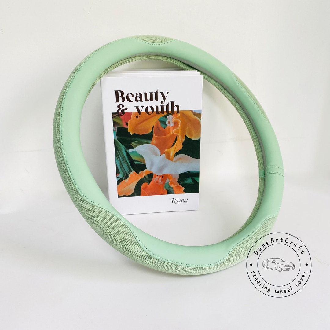 Candy Green Ice Silk Leather Steering Wheel Cover, Breathable Steer ...