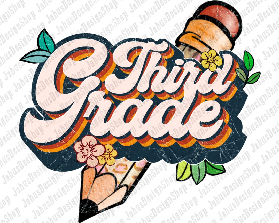 Third Grade Retro Png, School Png, Third Grade Png,back to School Png ...