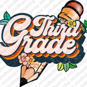 Third Grade Retro Png, School Png, Third Grade Png,back to School Png ...