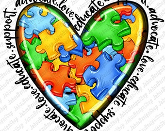 Autism Hearts Png Sublimation Design Download, Autism Awareness Png ...