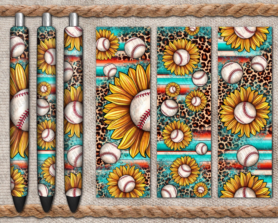 Baseball Sunflower Pen Wrap Png Sublimation Design Western - Etsy