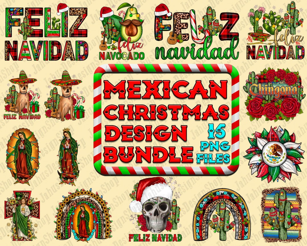 Mexican Christmas Bundle 15 Png Designs, Merry Christmas Png,feliz ...