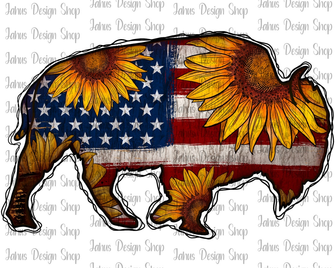 American Flag Bison Design Png,sunflower Bison Png,usa Flag Png,bison ...