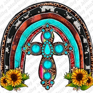 Rainbow Gemstone Cross Png Sublimation Design, Gemstone Png, Cross Png ...