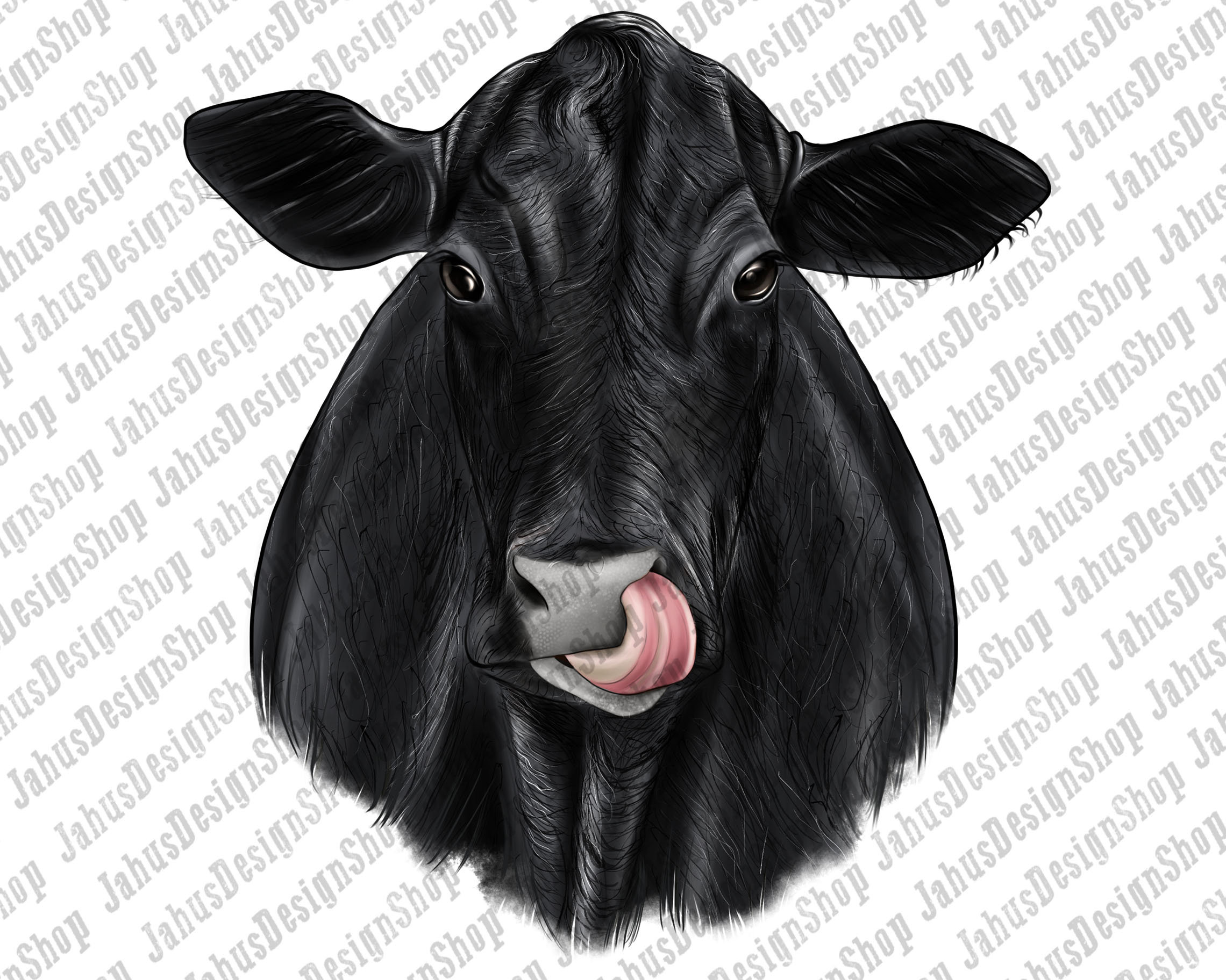 Black Angus Png Sublimation Design, Hand Drawn Angus Png,western Angus ...