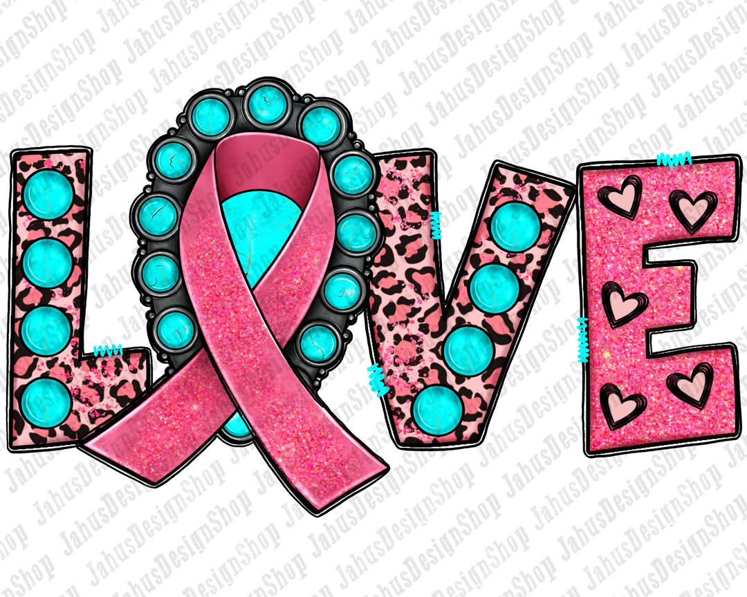 Love Cancer Awareness Ribbon With Gemstone Png Sublimation Design ...