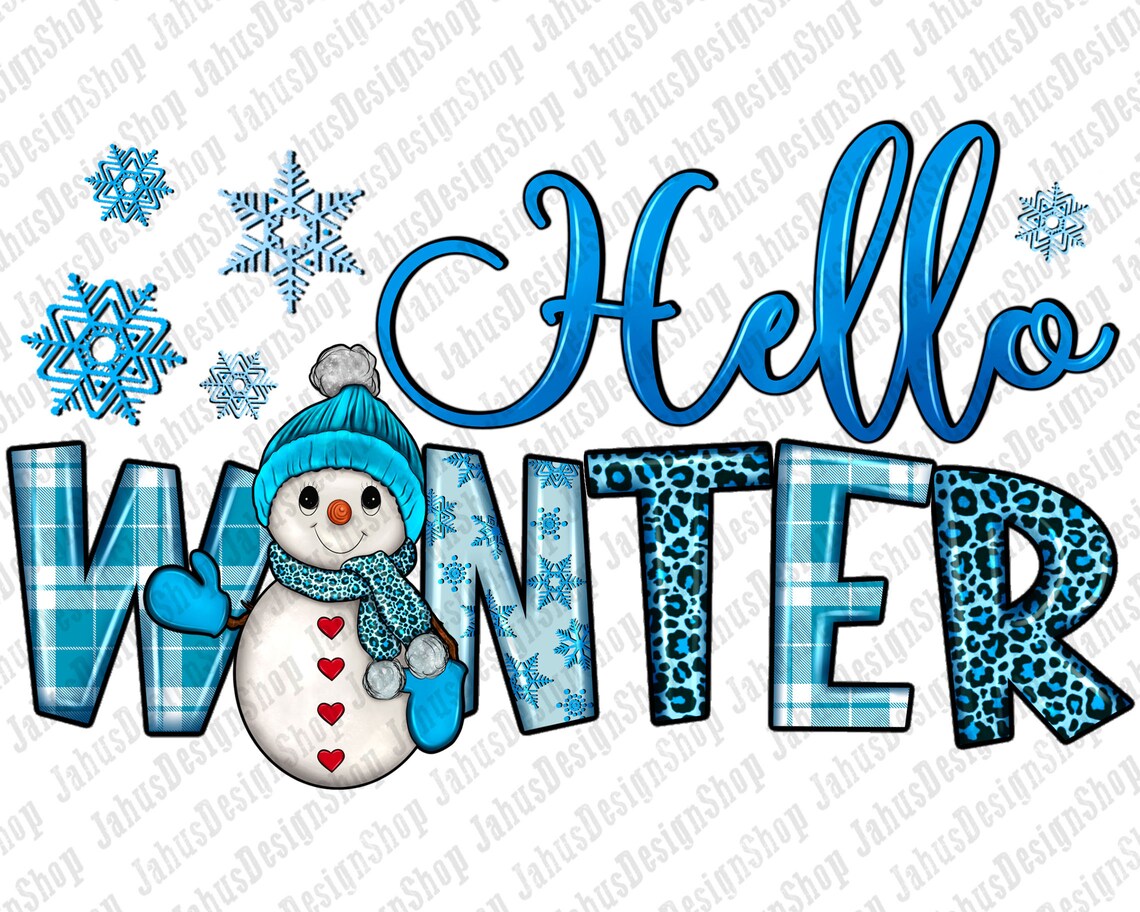 Hello Winter Snowman Png Sublimation Design Winter Snowman - Etsy
