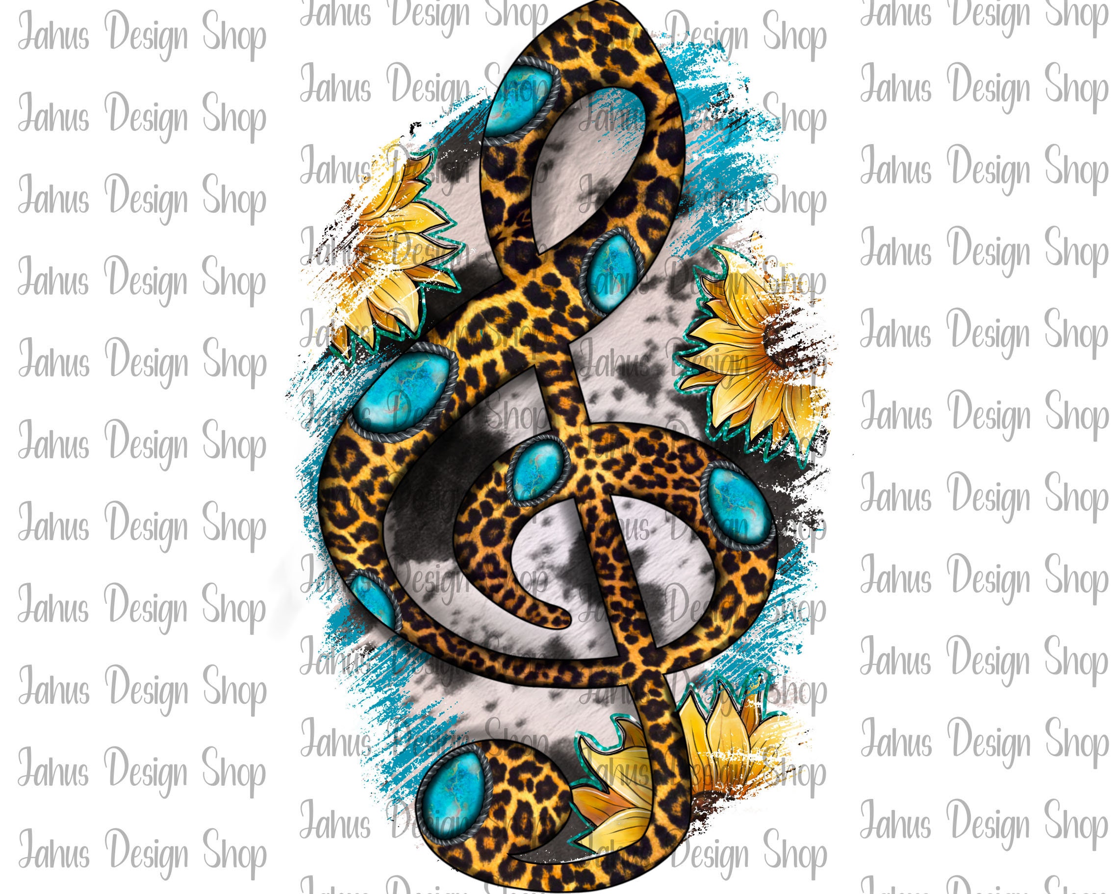 Western Treble Clef Png Design Bundle Cowhide Sunflower - Etsy