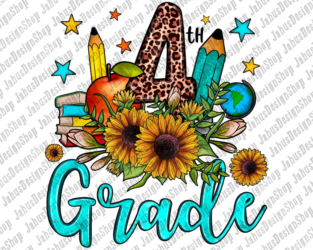 4th Grade Png Sublimation Design, School Png, Fourth Grade Png, Western ...