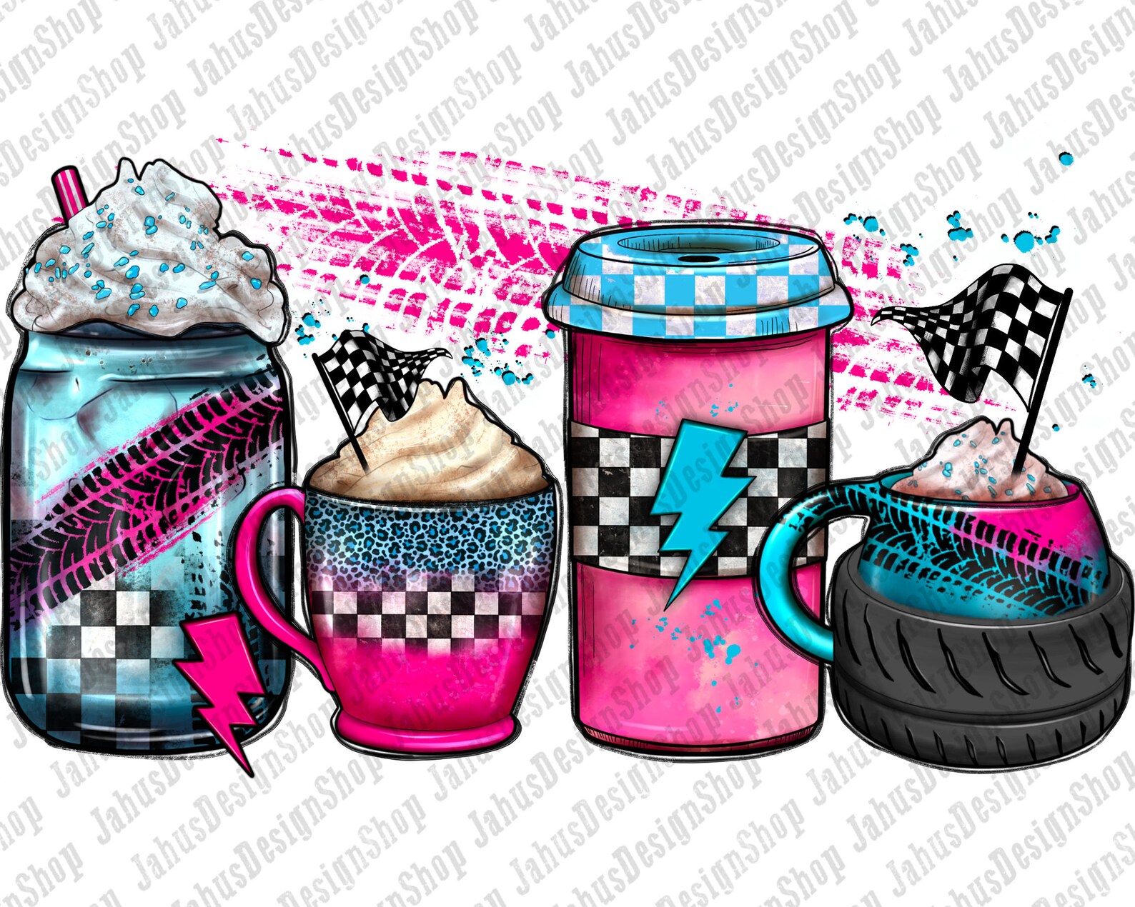 Racing Coffee Cups Png Sublimation Design Download, Racing Coffee Cups ...