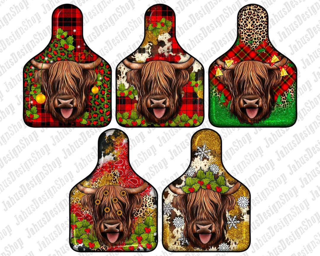Christmas Cow Cowtag Png Bundle Design, Merry Christmas Png, Christmas ...