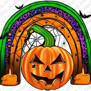 Halloween Jack O Lantern Rainbow PNG Sublimation Design, Halloween ...