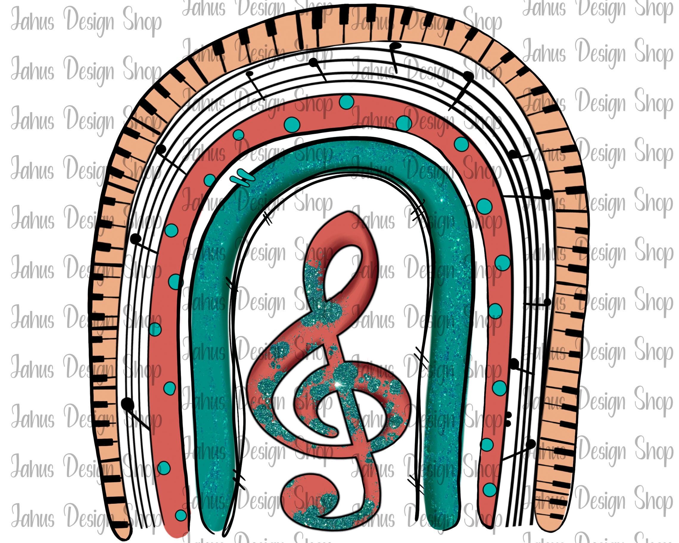 Music Note Symbol Treble Clef Bundle PNG Glitter Pattern | Etsy