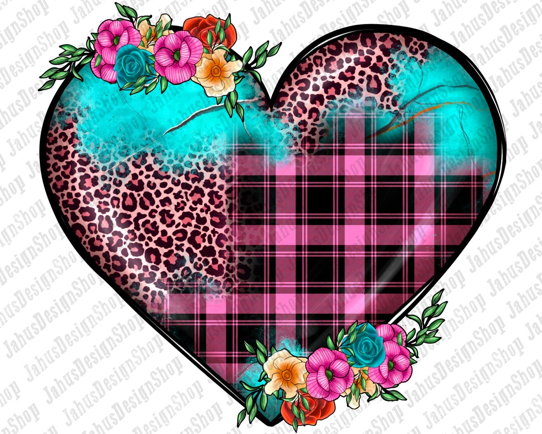 Leopard Turquoise Heart Png Sublimation Design Download, Western Heart ...