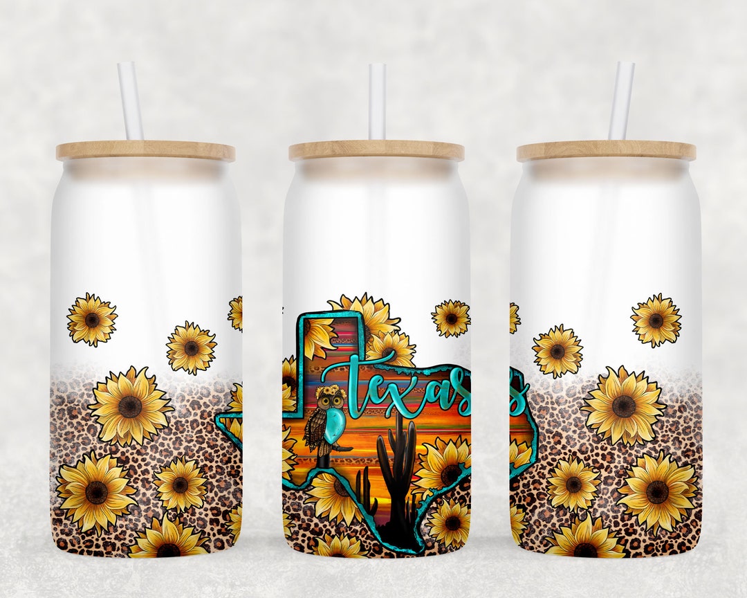 Texas Map Frosted Libbey Glass Png Sublimation Design Download, Western ...