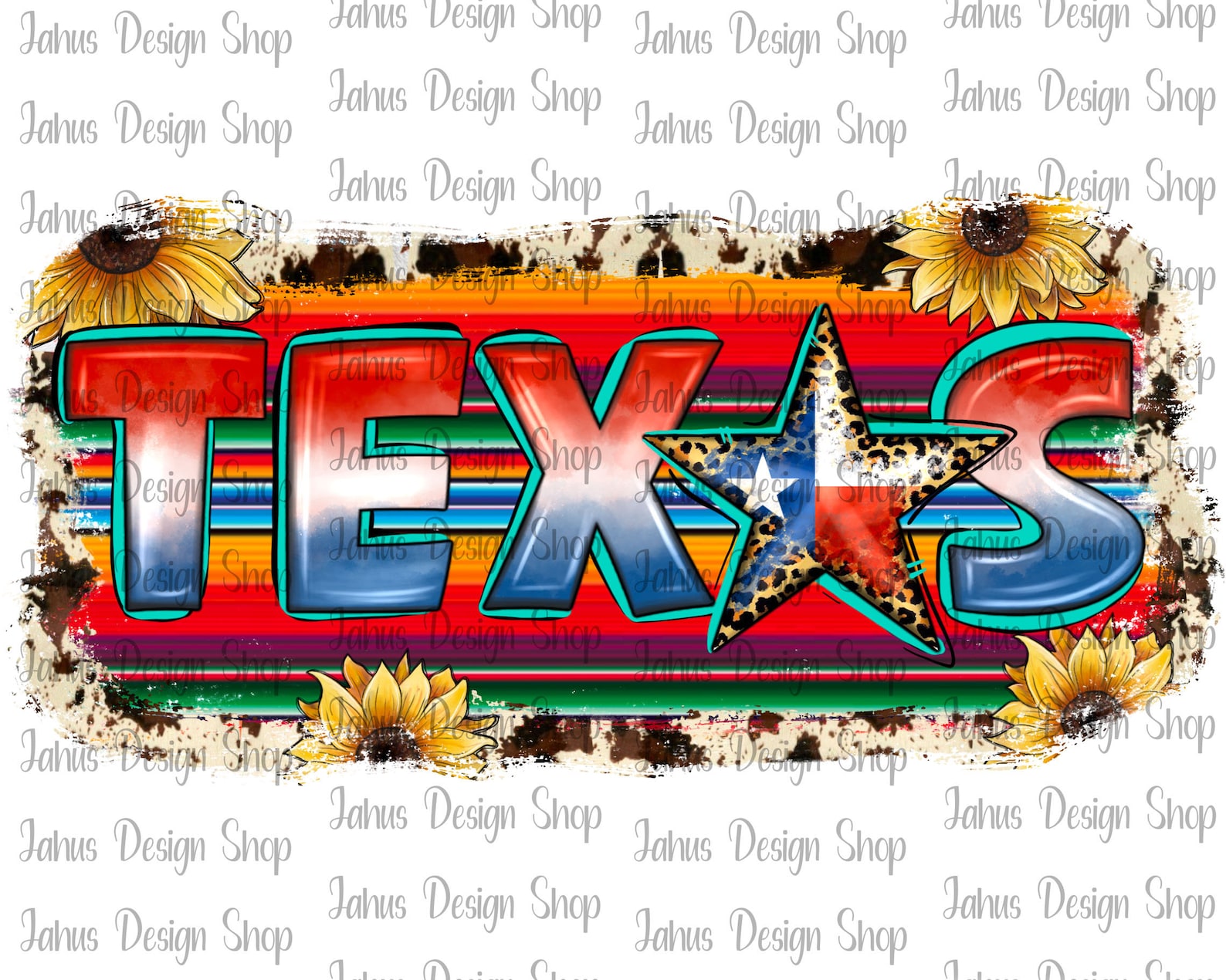 Serape and Leopard Pattern Texas PNG, Western Pattern, Sunflower PNG ...