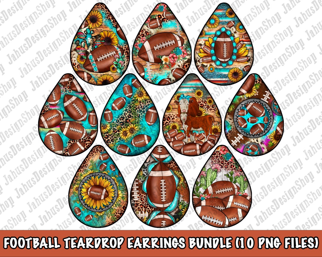 American Football Teardrop Earrings Png Sublimation Design Bundle ...