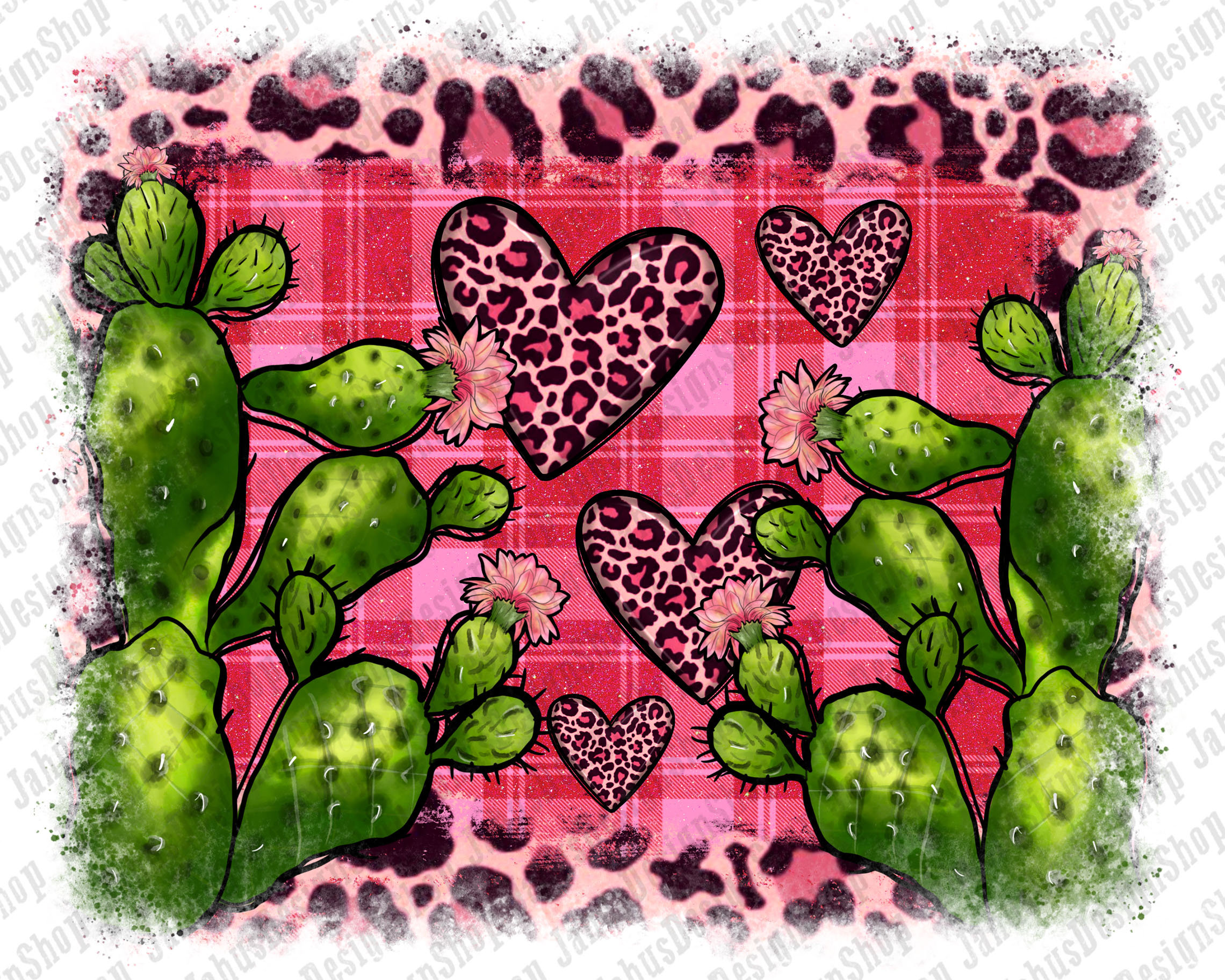 Valentine's Day Cactus Background Pngcactus and Hearts - Etsy