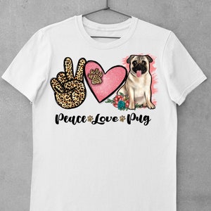 Peace Love Pug Png,leopard Png,floral Clipart,dog Mom Png,pug Png,peace ...