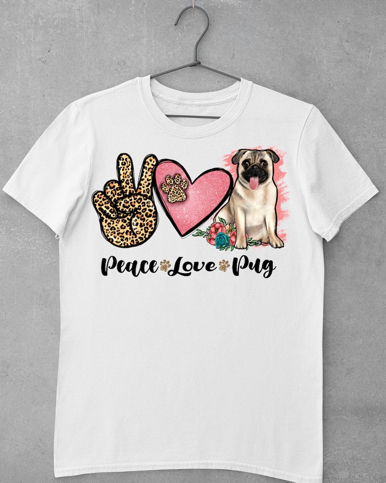 Peace Love Pug Png,leopard Png,floral Clipart,dog Mom Png,pug Png,peace ...