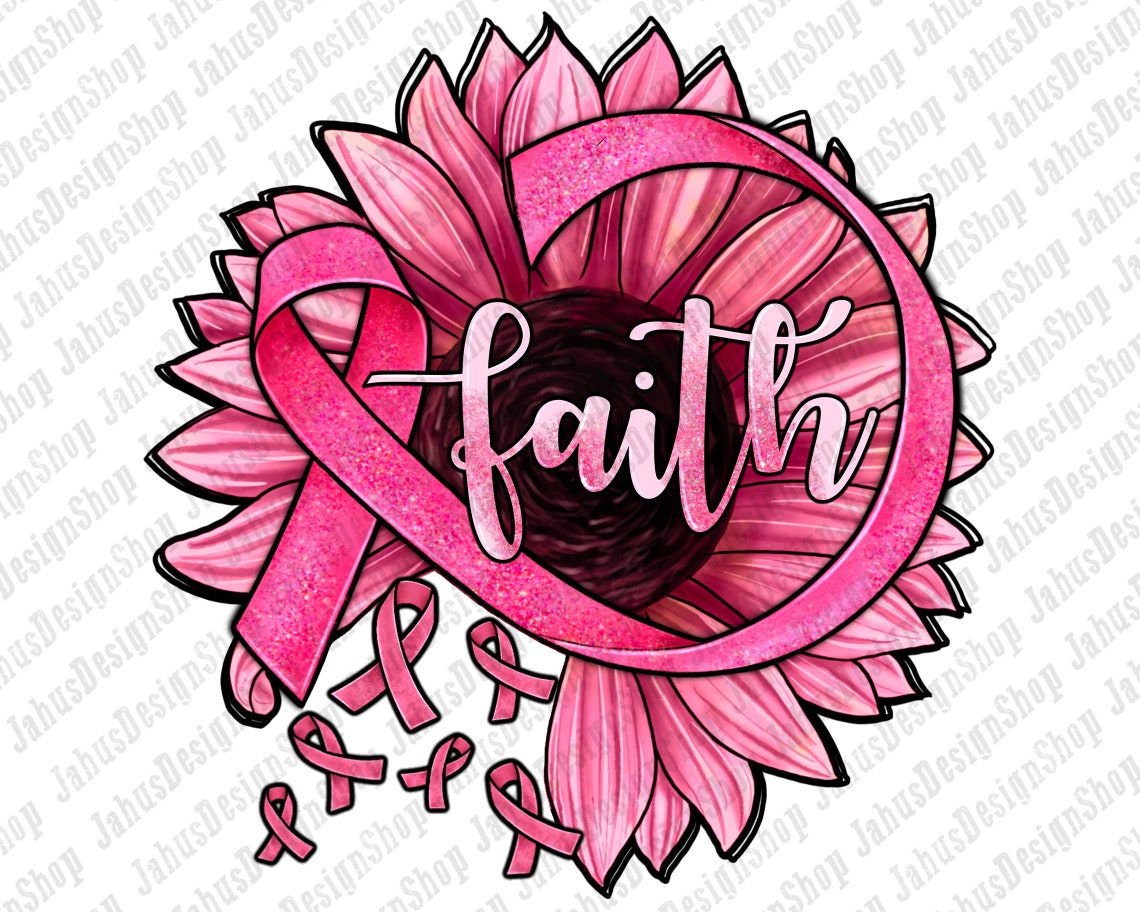 Sunflower Faith Cancer Awareness Ribbon Png Sublimation Design, Cancer ...