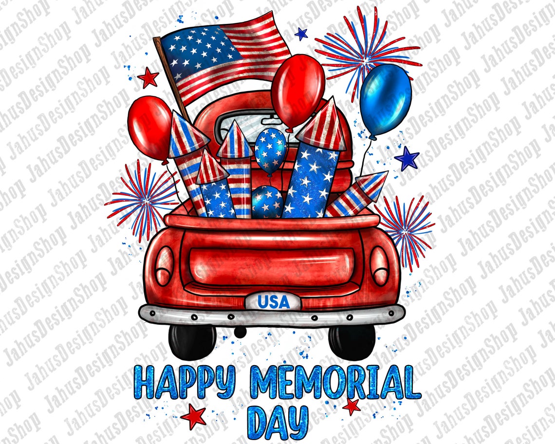 Happy Memorial Day Farm Truck Png, 4th of July Png, Usa Flag and ...