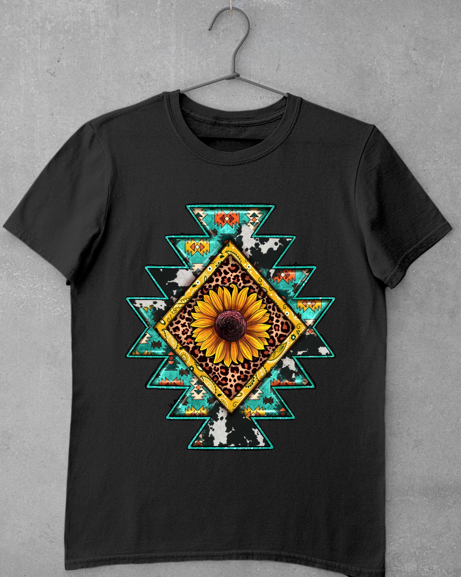 Western Aztec Leopard Sunflower Png Sublimation Design, Western Png ...